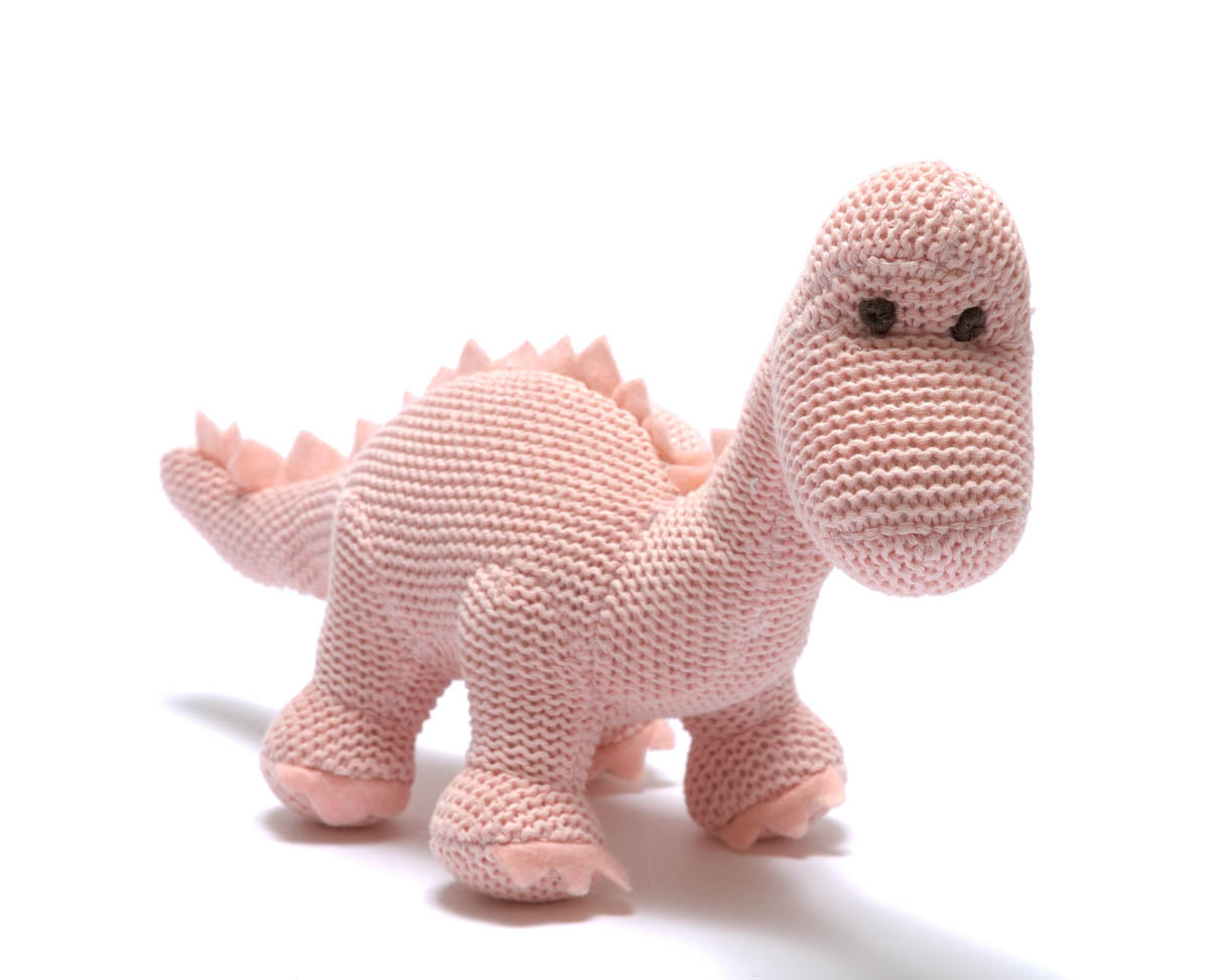 Organic Knitted Diplodocus in Pink – Mellie Green Organic