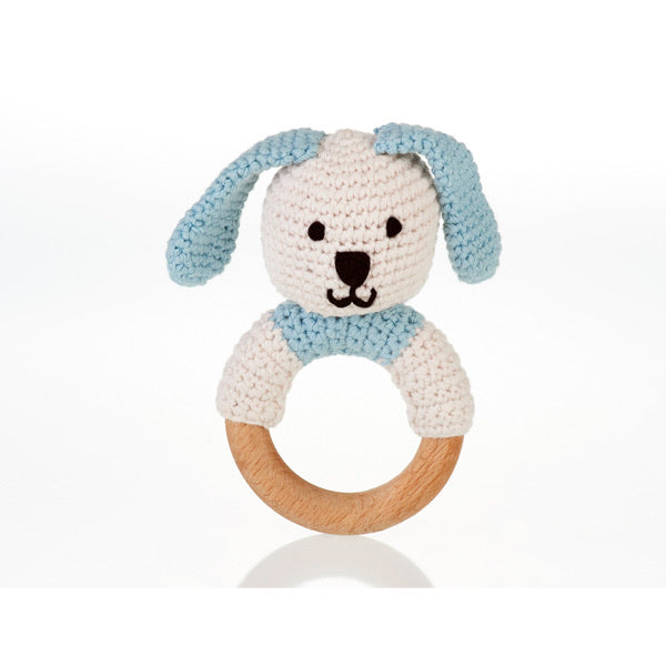 Organic Ring Bunny Rattle in Blue – Mellie Green Organic